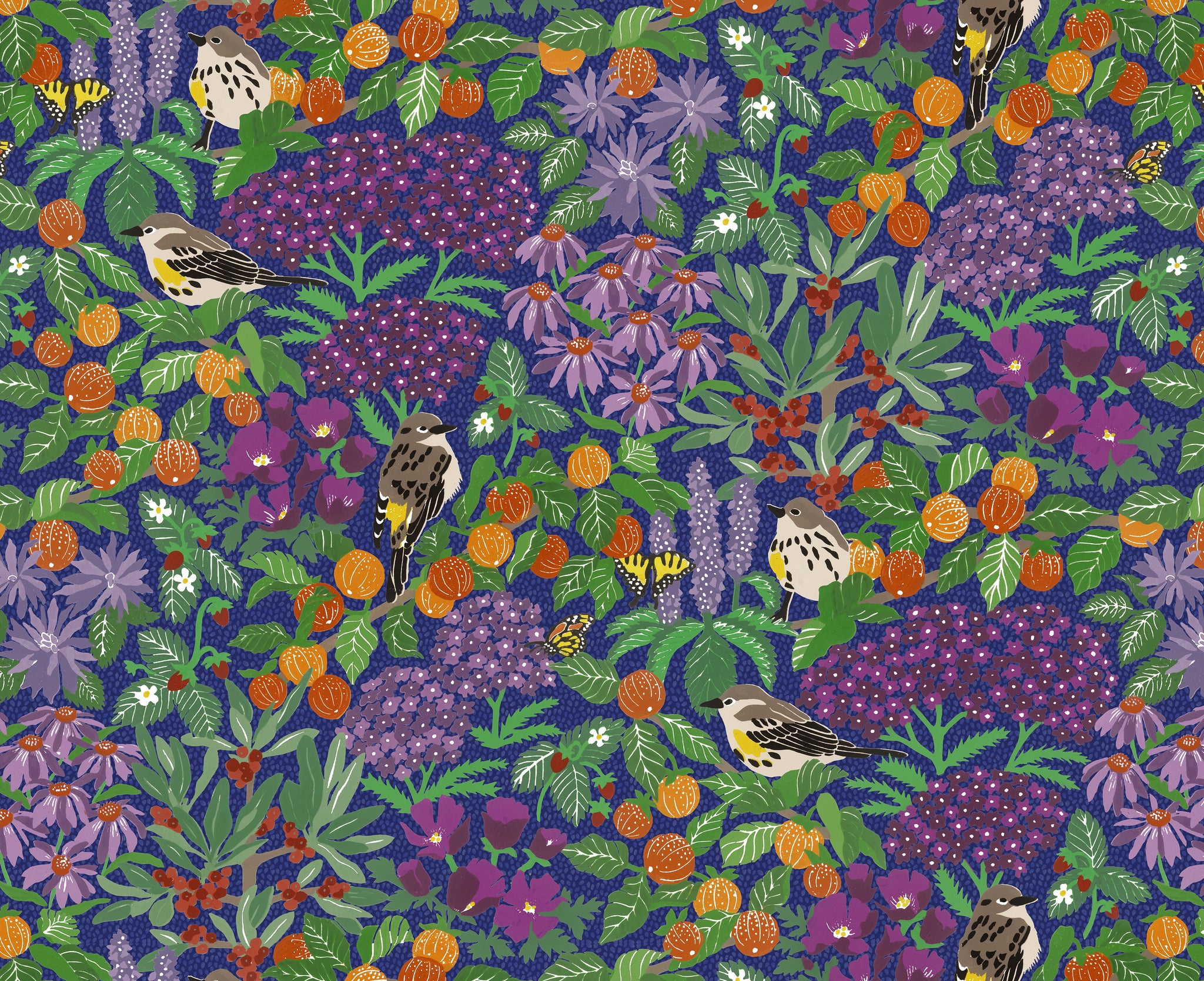 AMERICAN PERSIMMON Wallpaper in Midnight Sample